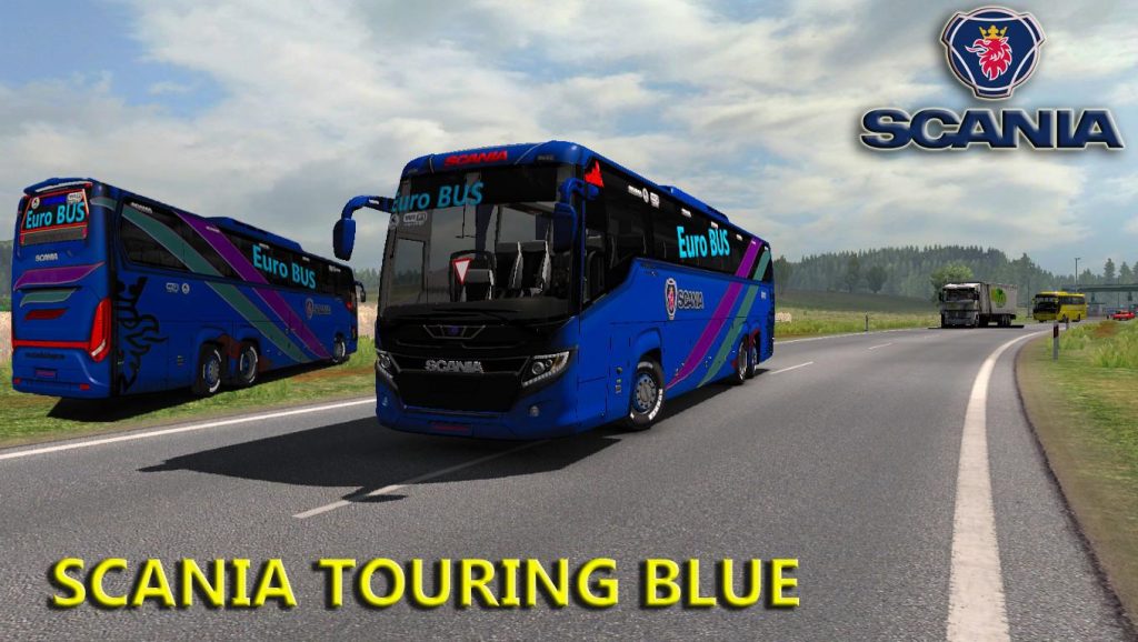 Scania touring blue euro bus HD skin and with Air Suspension v 3.0 ...