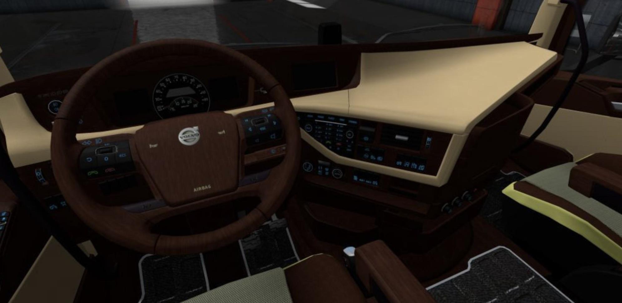 Volvo FH16 2012 Wooden Cream Interior + Blue Dashboard 1.36.x - Allmods.net