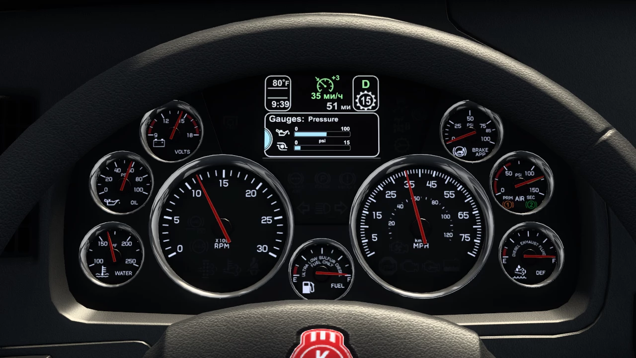 KENWORTH W990 IMPROVED DASHBOARD V1.1 1.49 - Allmods.net
