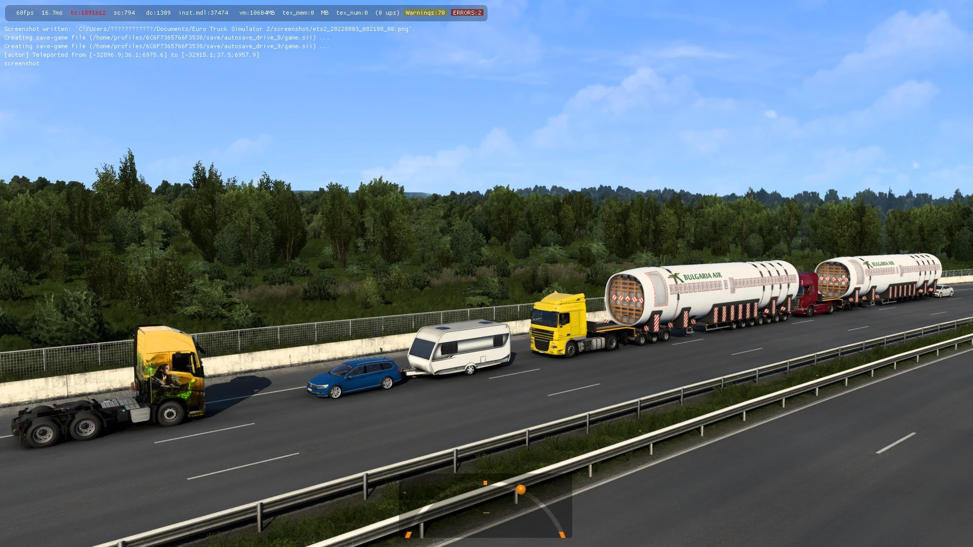 Oversized Trailer Fuselage Airbus A319 in Traffic ETS2 1.45 - Allmods.net