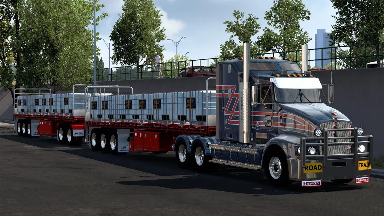 KENWORTH T608 FLATTOPS + TRAILER 1.49 - Allmods.net